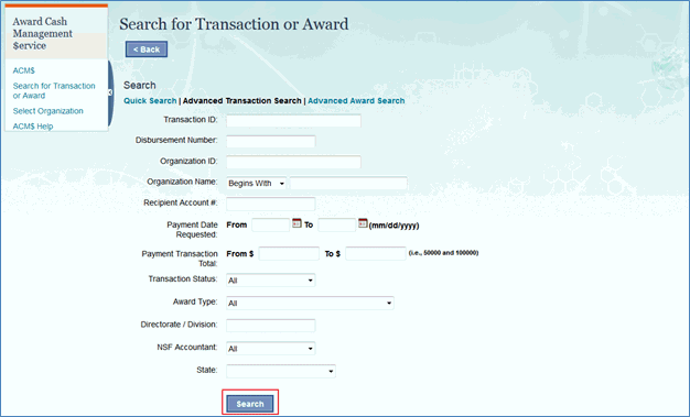 Award Cash Management Service (ACM$)